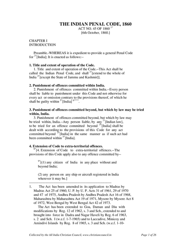 Indian Penal Code 1860 | PDF