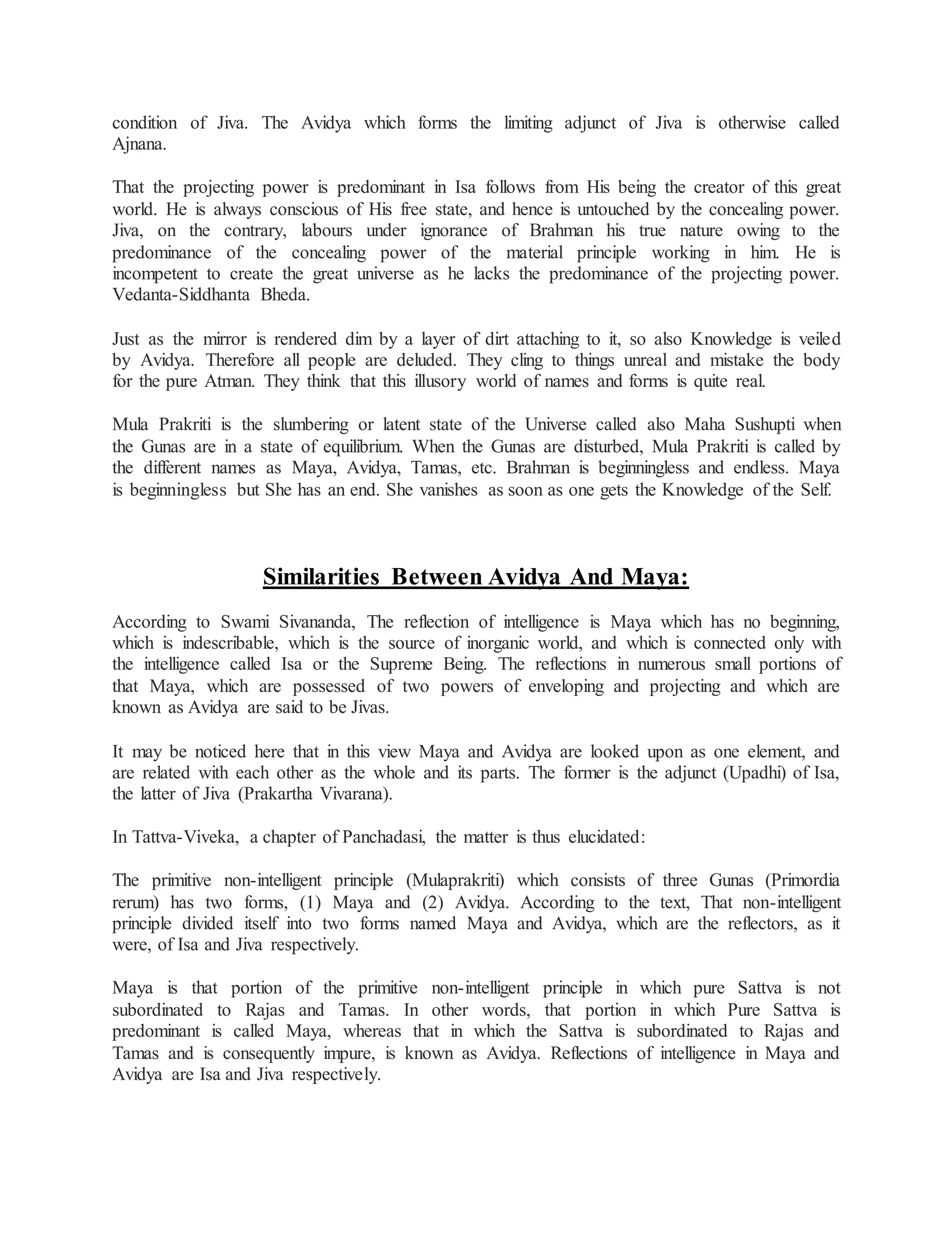 Avidya in Buddhism & Maya in Advaita Vedanta | DOCX