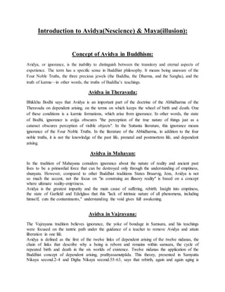 Avidya in Buddhism & Maya in Advaita Vedanta | DOCX