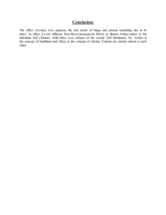 Avidya in Buddhism & Maya in Advaita Vedanta | PDF