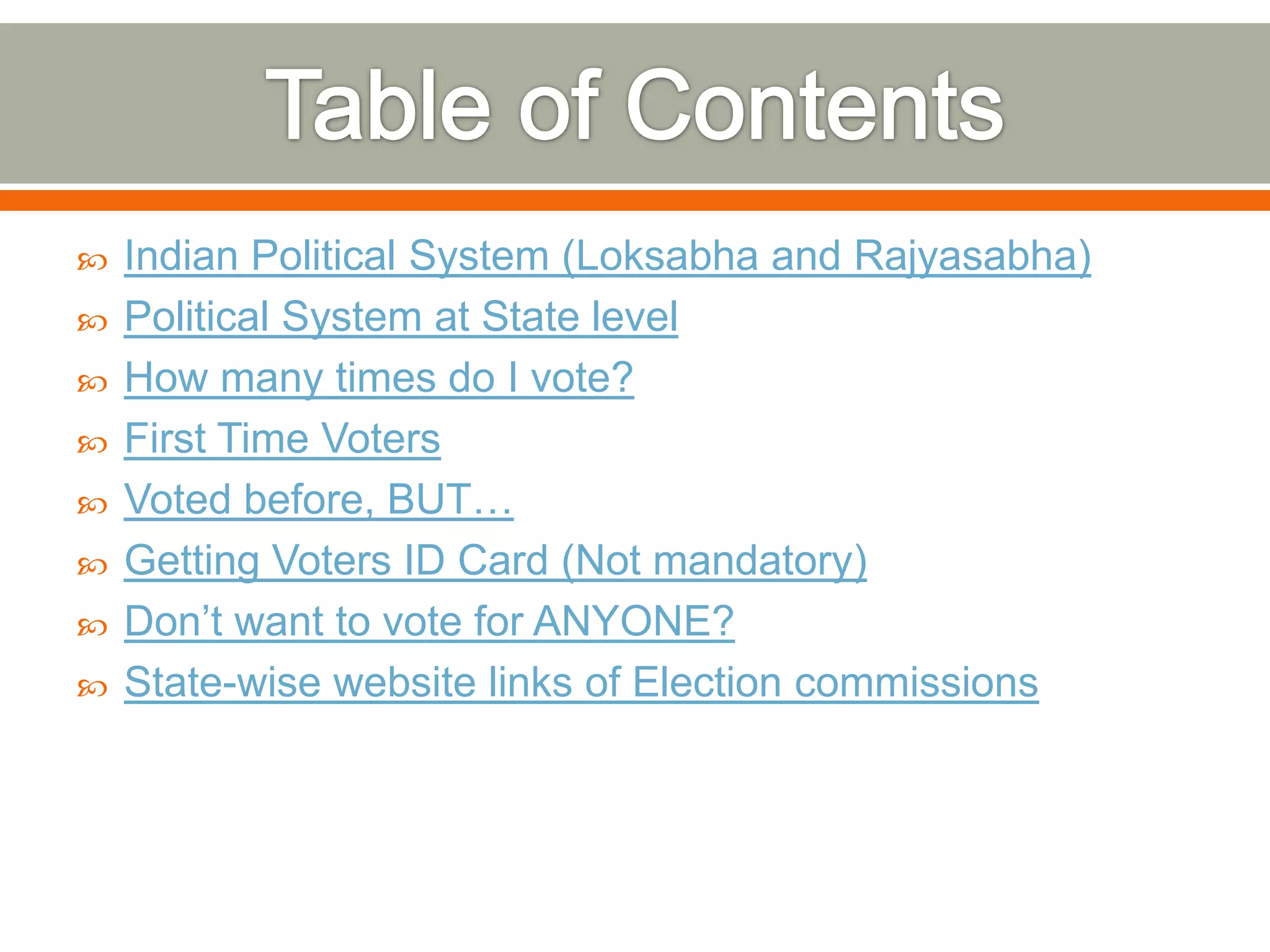 Indian political system and voting | PPTX