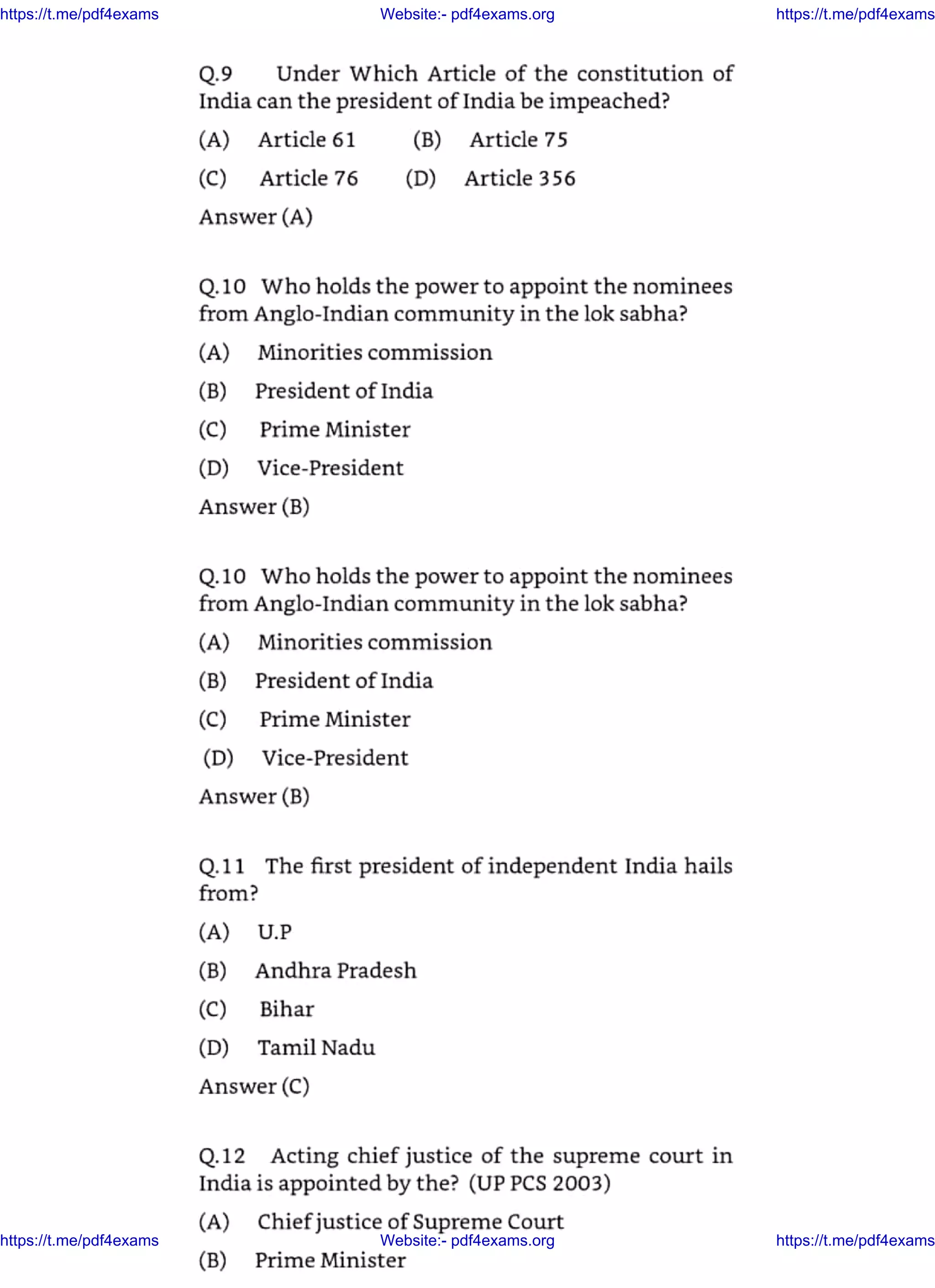 Indian Polity TopicWise Questions @pdf4exams.pdf
