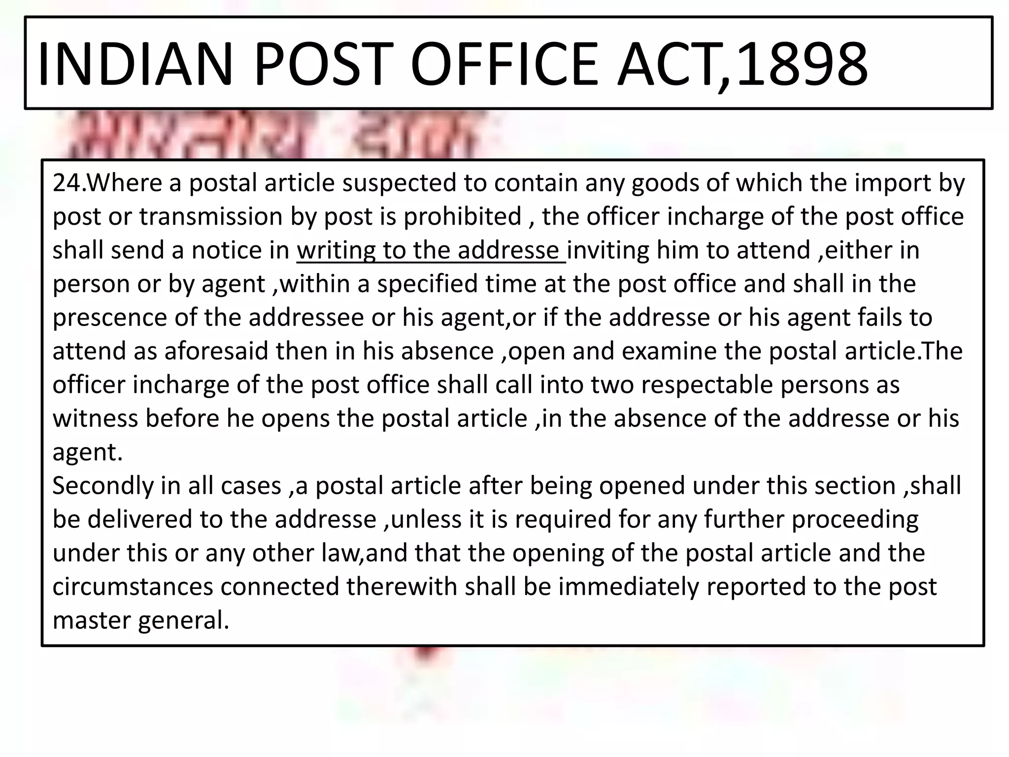 Indian post offfice act,1898 | PPTX