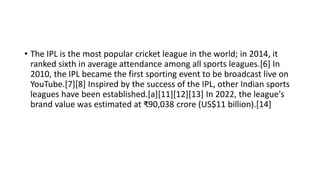 he Indian Premier League (IPL) TATA IPL | PPTX