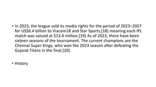 he Indian Premier League (IPL) TATA IPL | PPTX