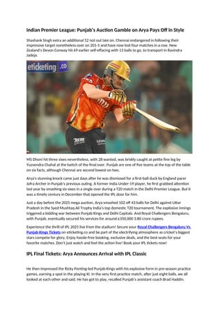 Indian Premier League Final Arya Makes Chennai Pay in Style.docx