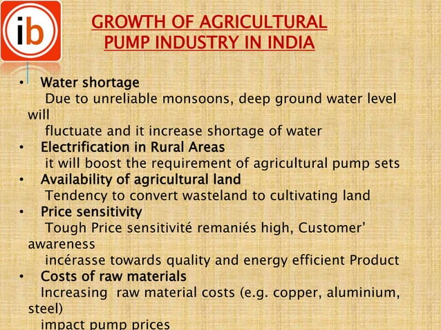 Indian pump industry @ 2016 | PPTX