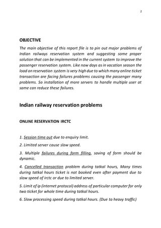 Indian railway reservation problems rsdo report file | PDF