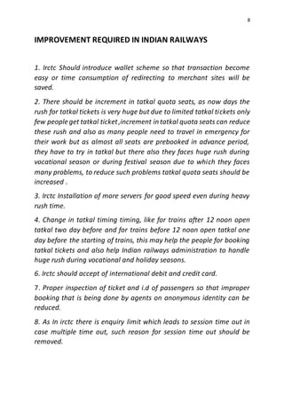 Indian railway reservation problems rsdo report file | PDF