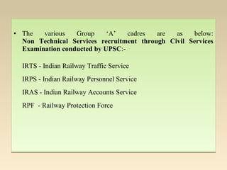 Promotion aspects in Indian railways along with its organisational set ...