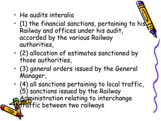 Indian railways financial accounts, audit inspection & cash imprest | PPT