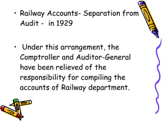 Indian railways financial accounts, audit inspection & cash imprest | PPT