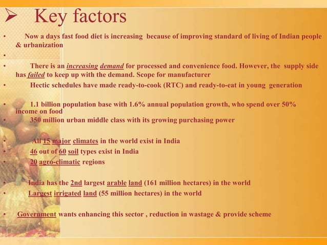 India food processing overview | PPTX | Agriculture | Industries