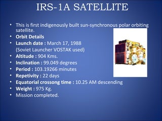 Indian remote sensing satellites | PPT