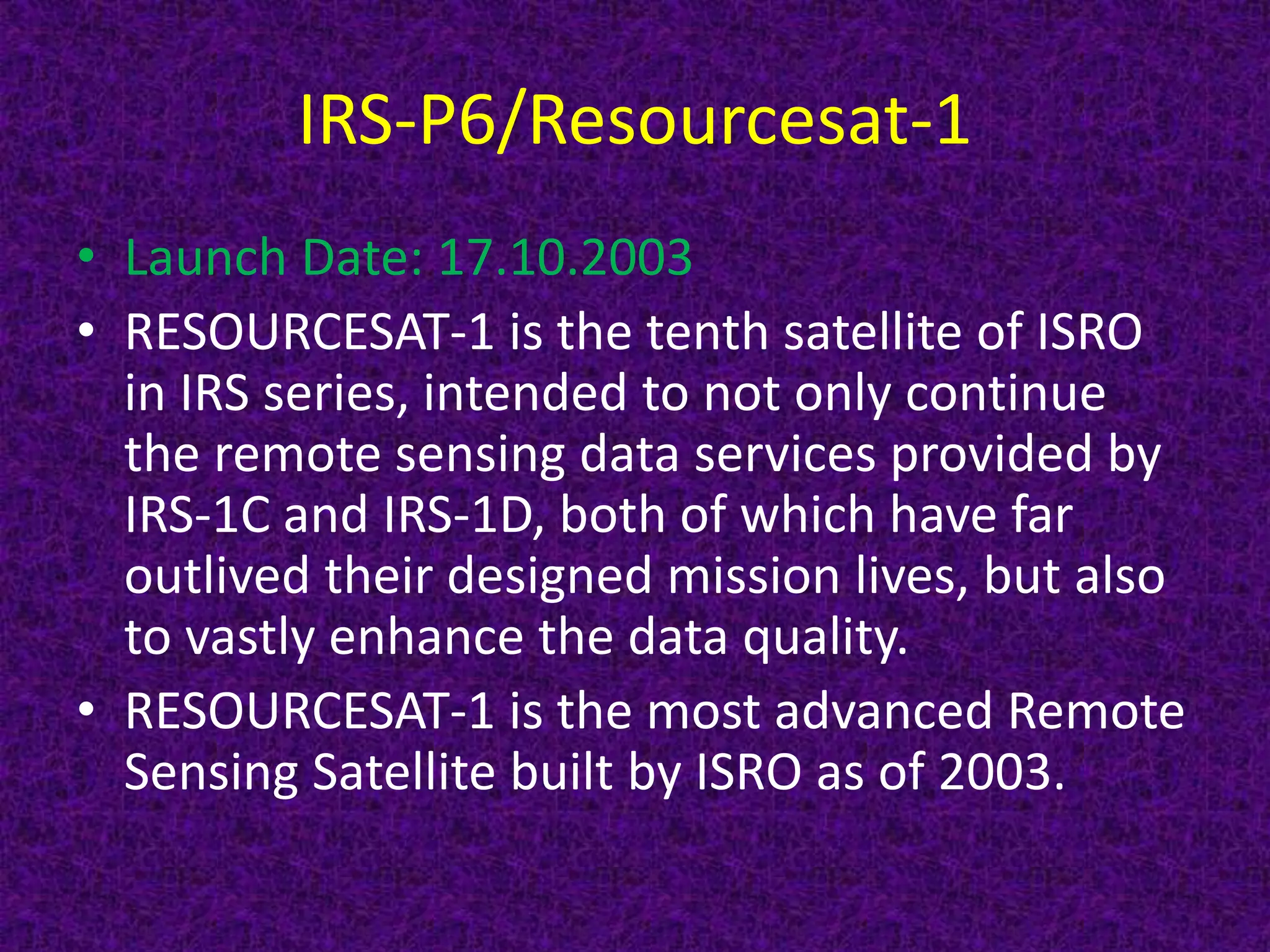 Indian Remote Sensing satellites (IRS).pptx