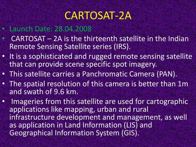 Indian Remote Sensing satellites (IRS).pptx | Cameras and Camcorders ...