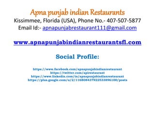 Indian Restaurant orlando fl- apna punjab indian restaurant- ppt | PPT