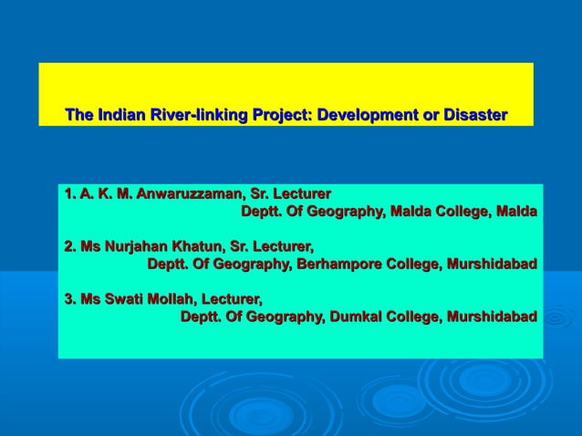 Indian river linking project: An Evaluative Study | PPT