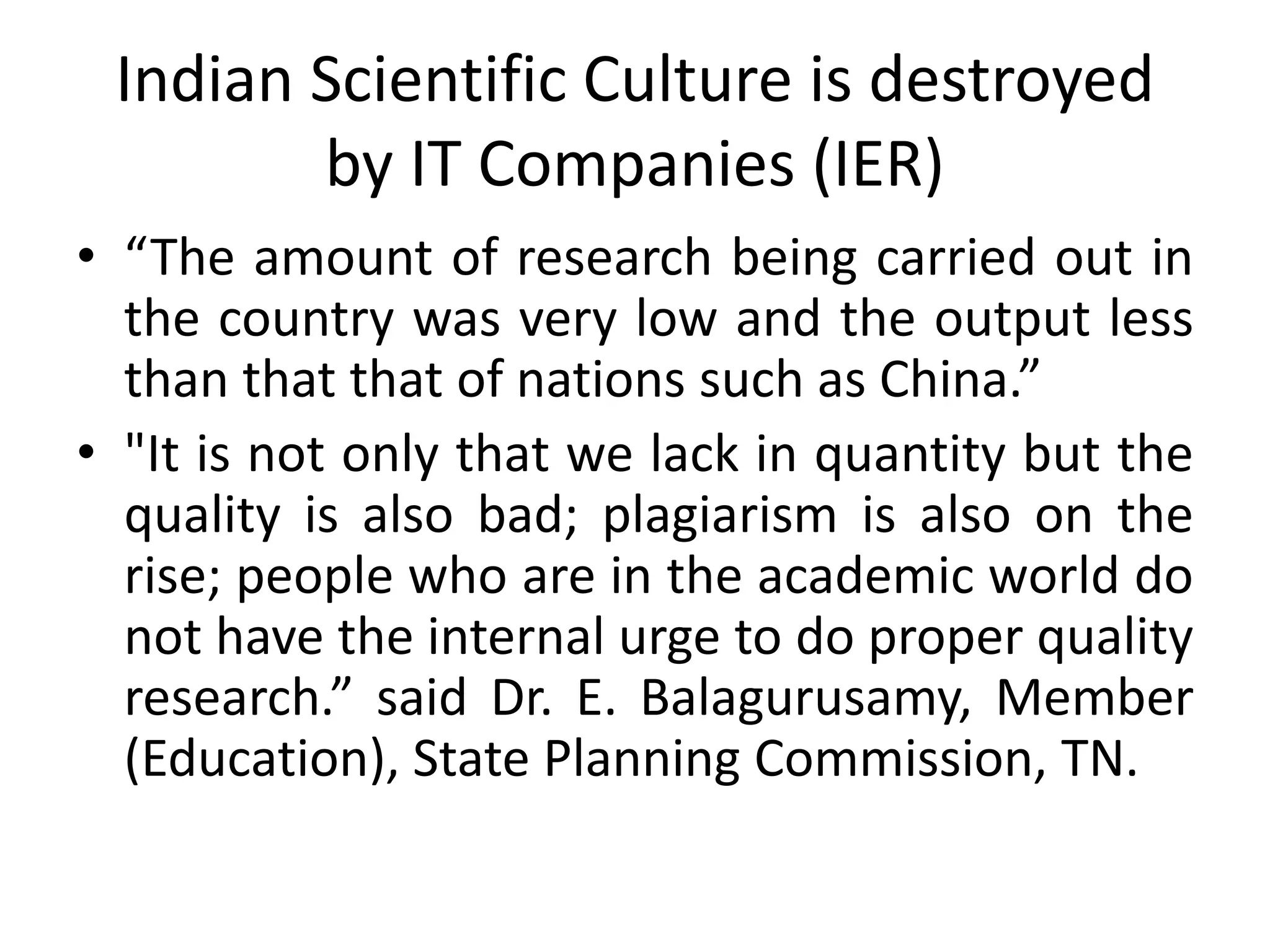 Indian science in doldrums | PPTX