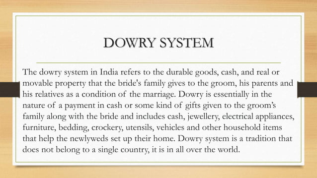 Indian social problems | Dowry system | definition, causes, effect ...