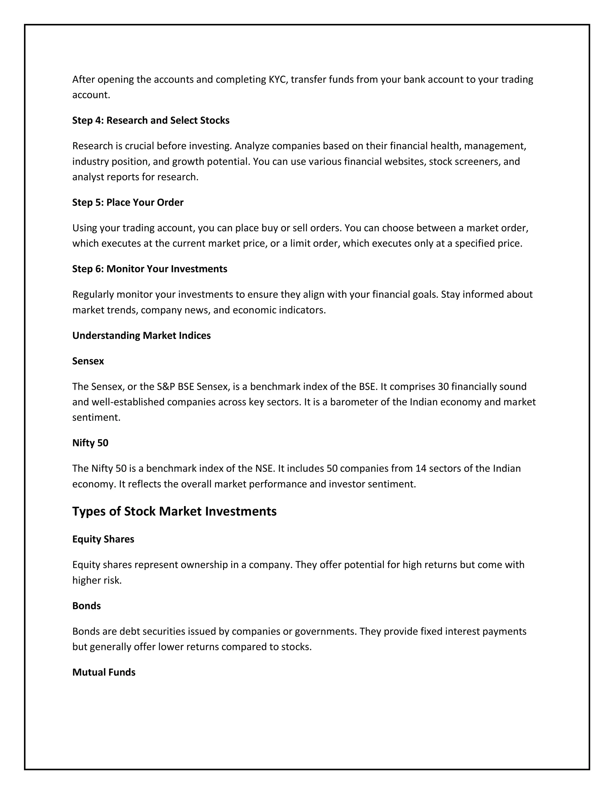 Indian Stock Market for Beginner's Guide | PDF