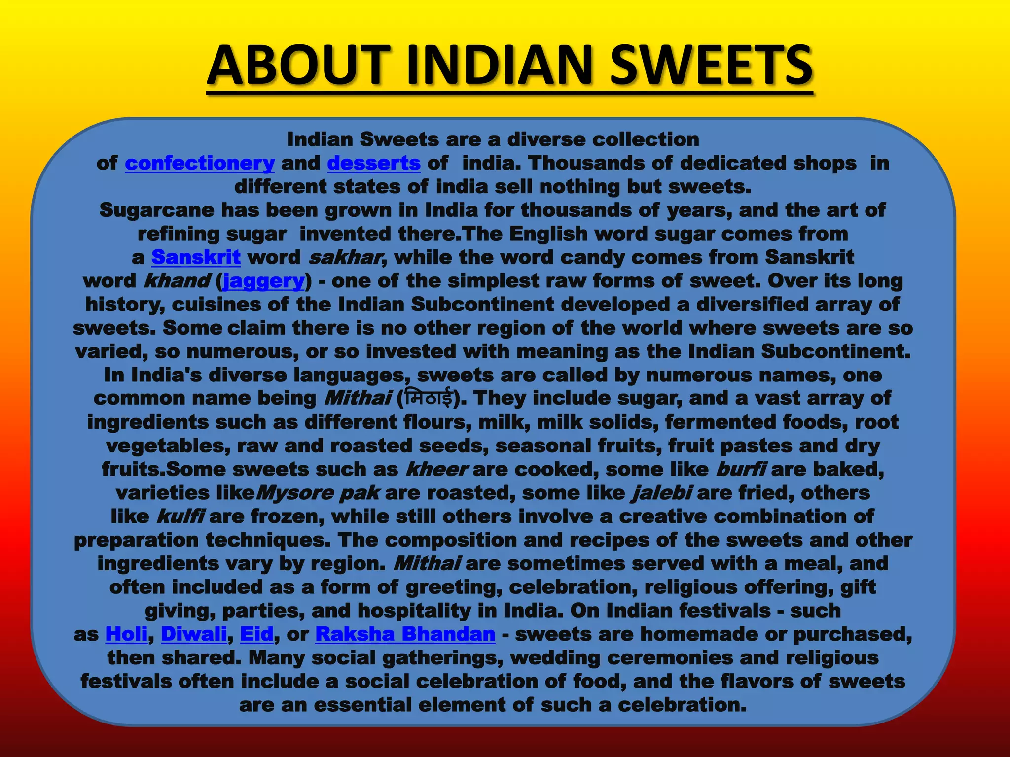 FAMOUS INDIAN SWEETS | PPTX