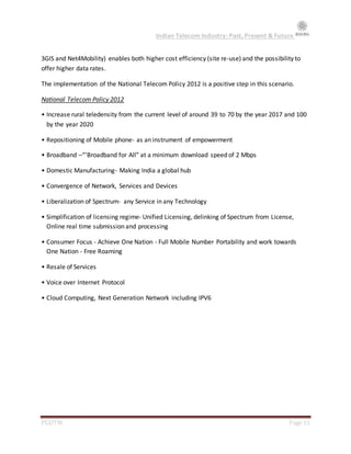 Indian telecom industry past, present & future | DOCX