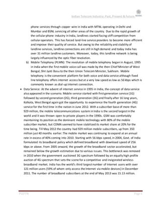 Indian telecom industry past, present & future | DOCX