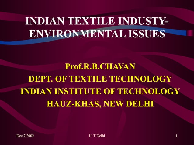 Indian textile industry environment issue ppt, nitra | PPT
