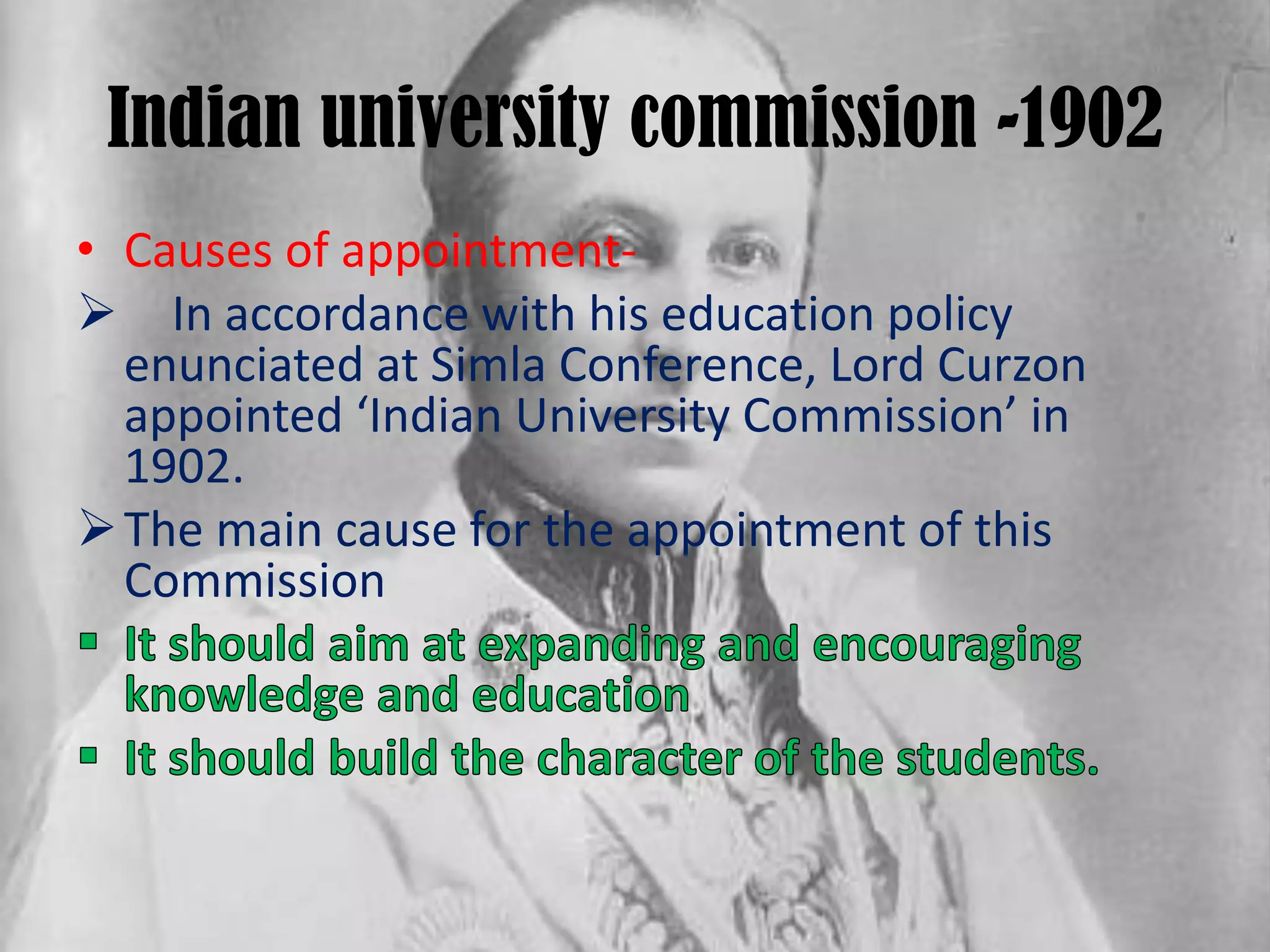 Indian university commission 1902 | PDF