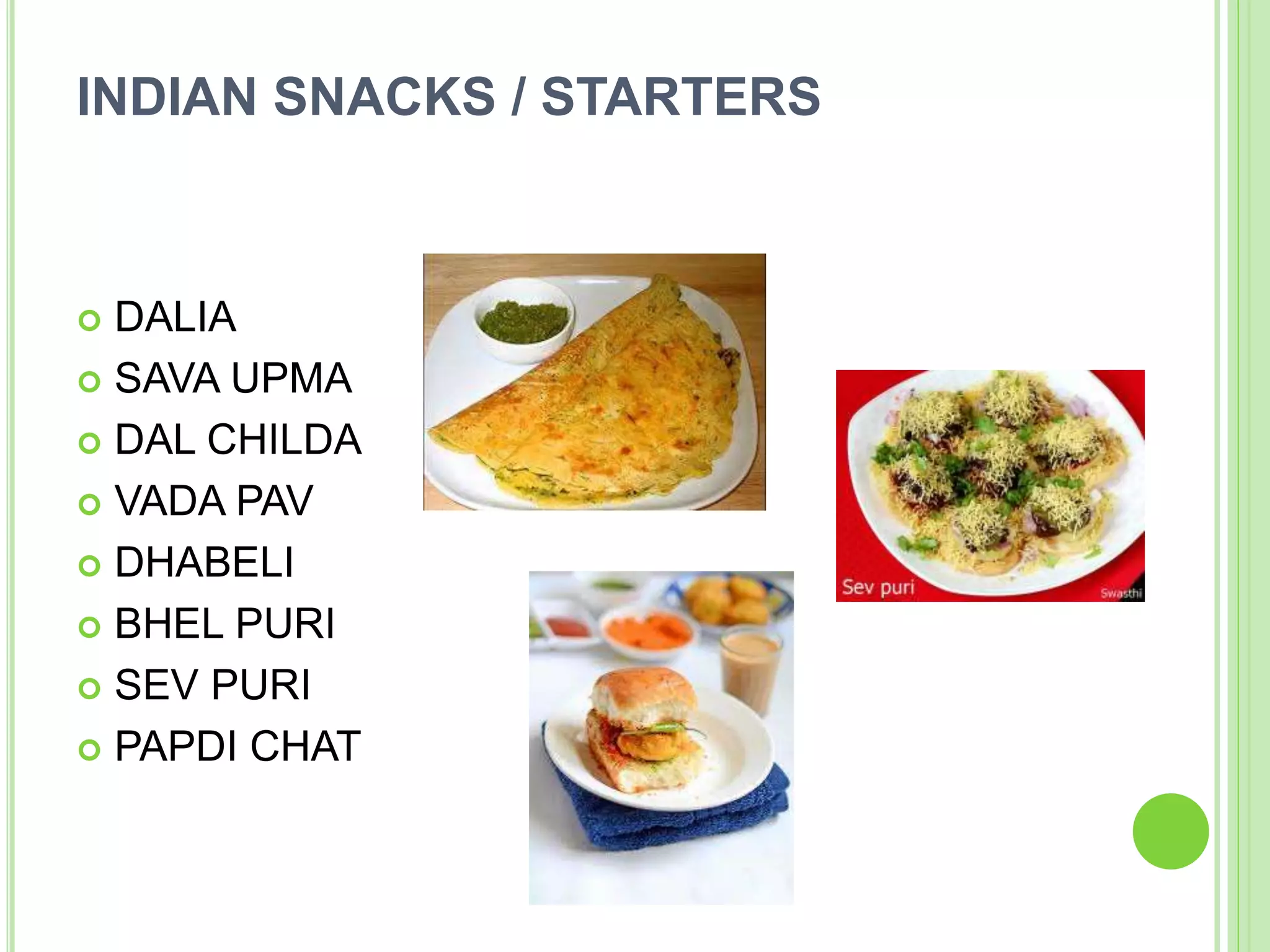 Indian vegetarian menu food dishes for hotels & restaurants | PPTX