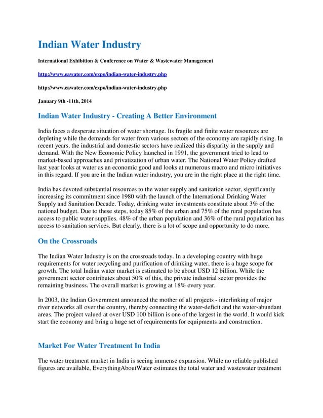 Indian water industry | PDF