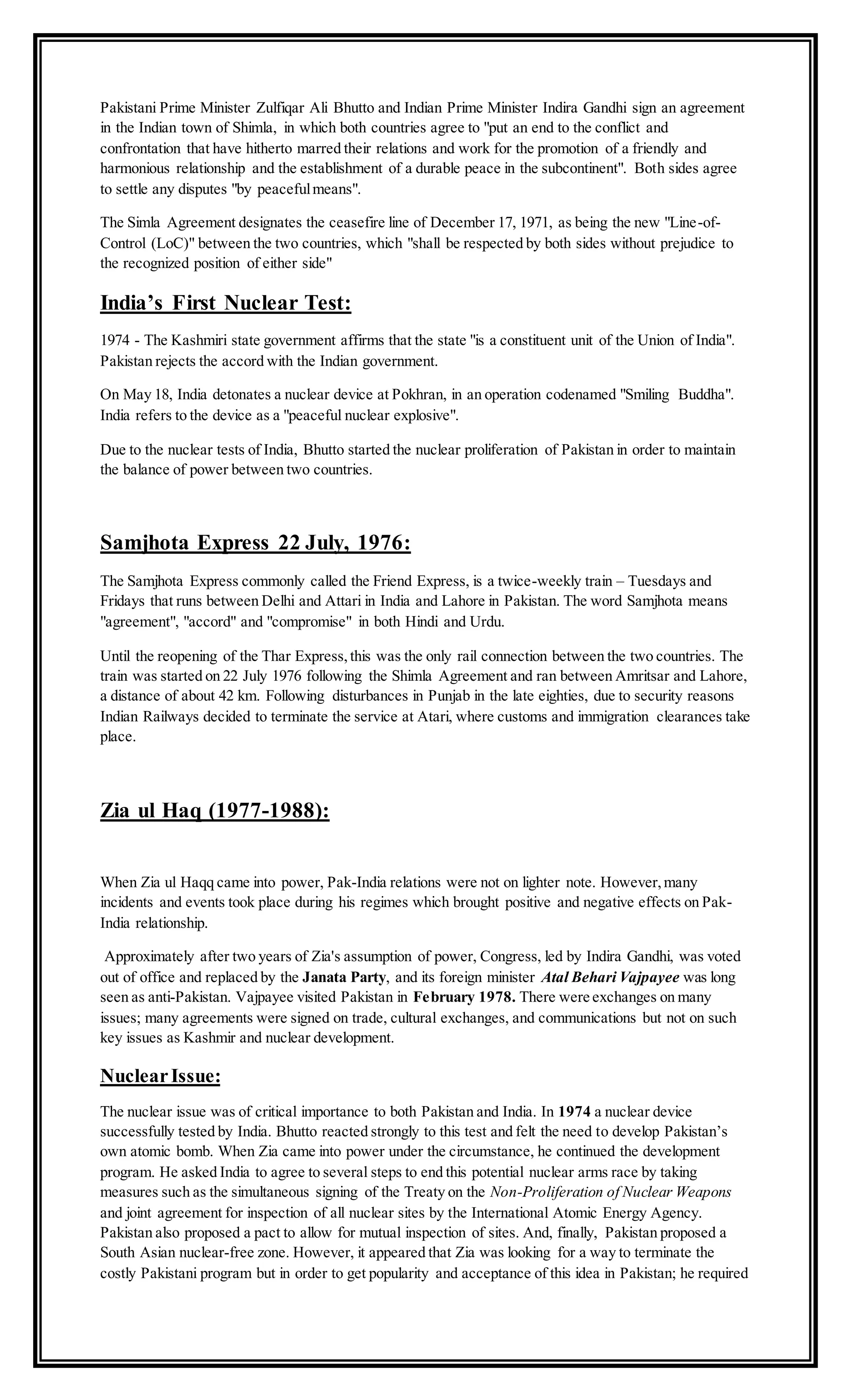 India pakistan relations | DOCX