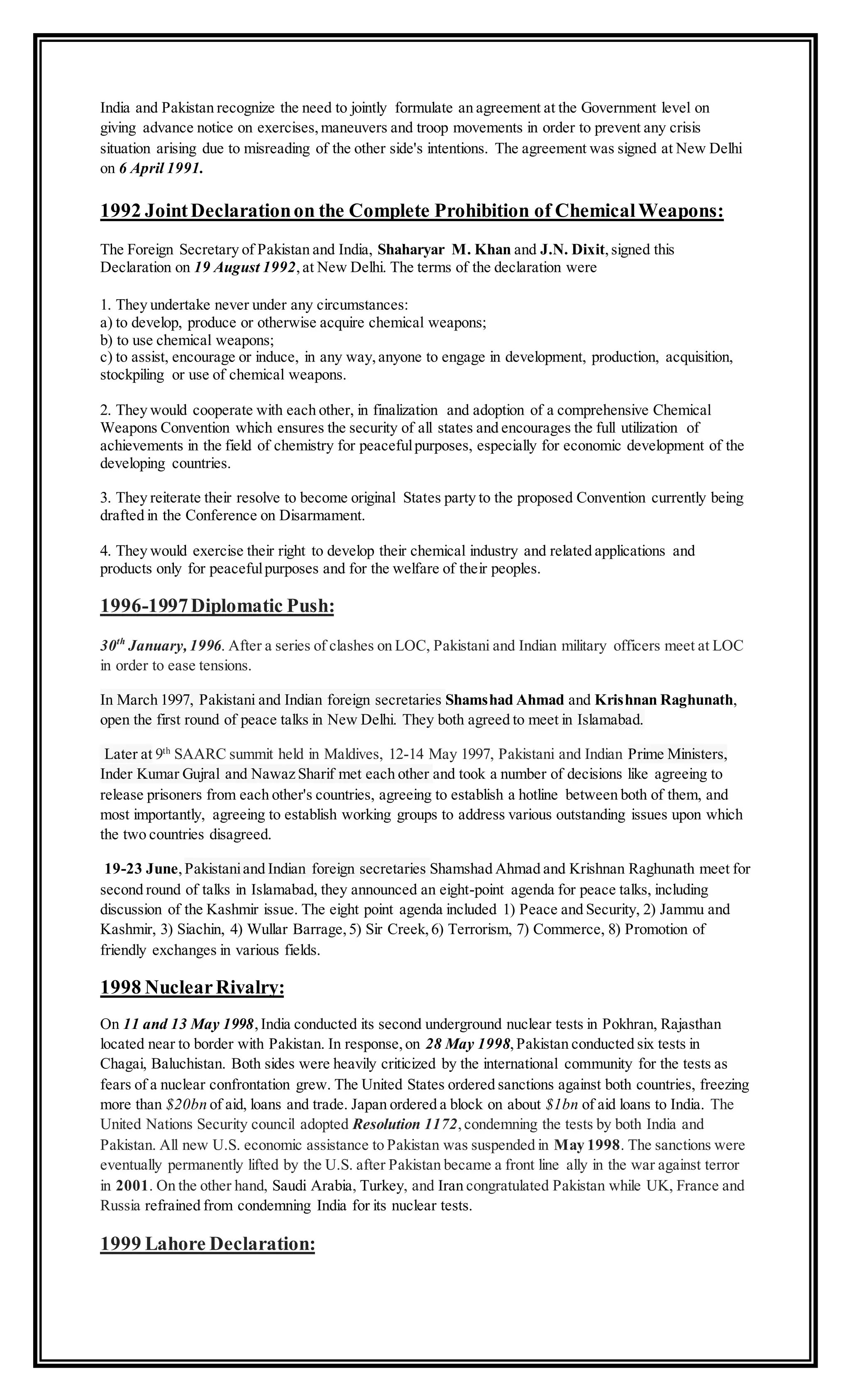 India pakistan relations | DOCX