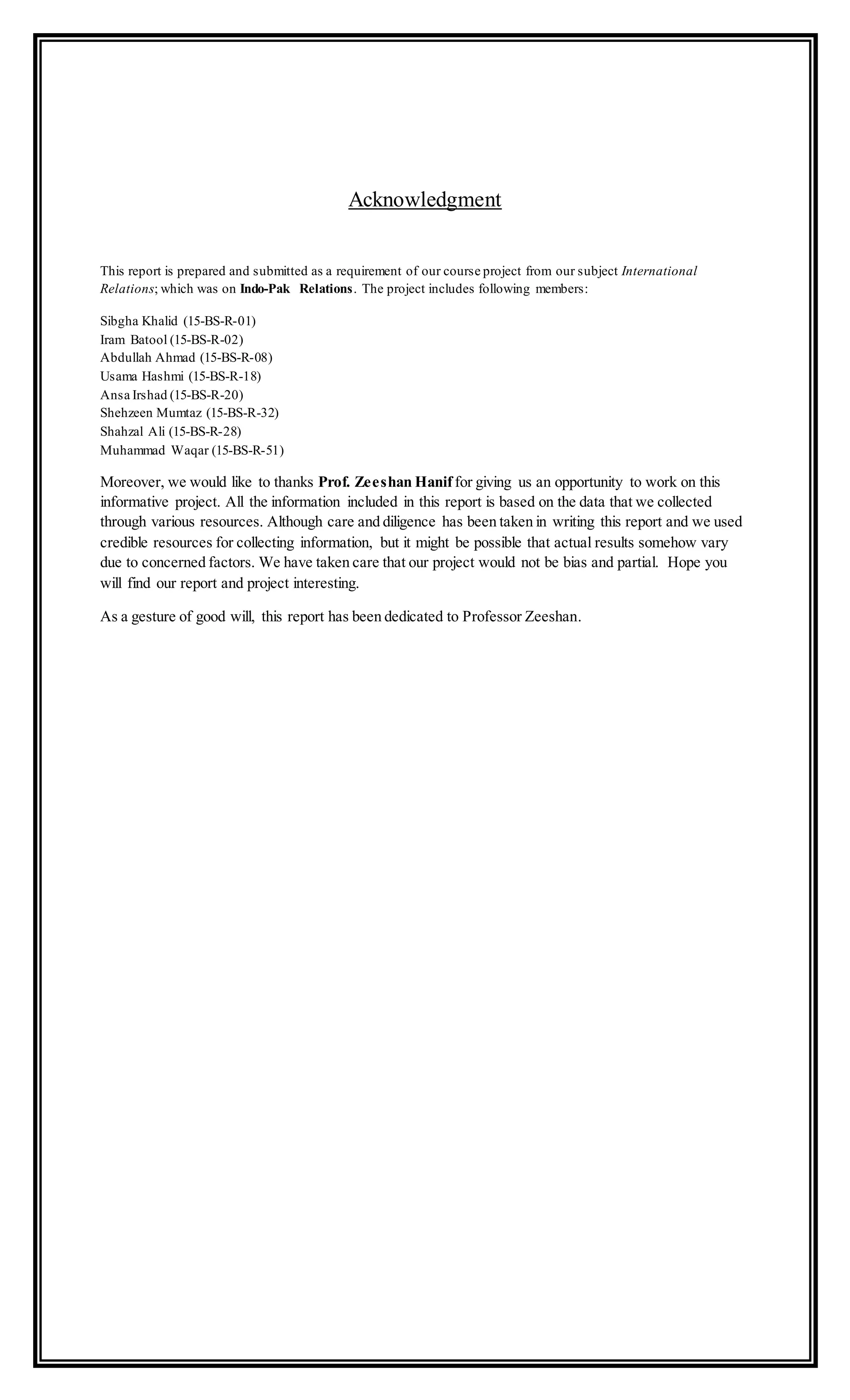 India pakistan relations | PDF