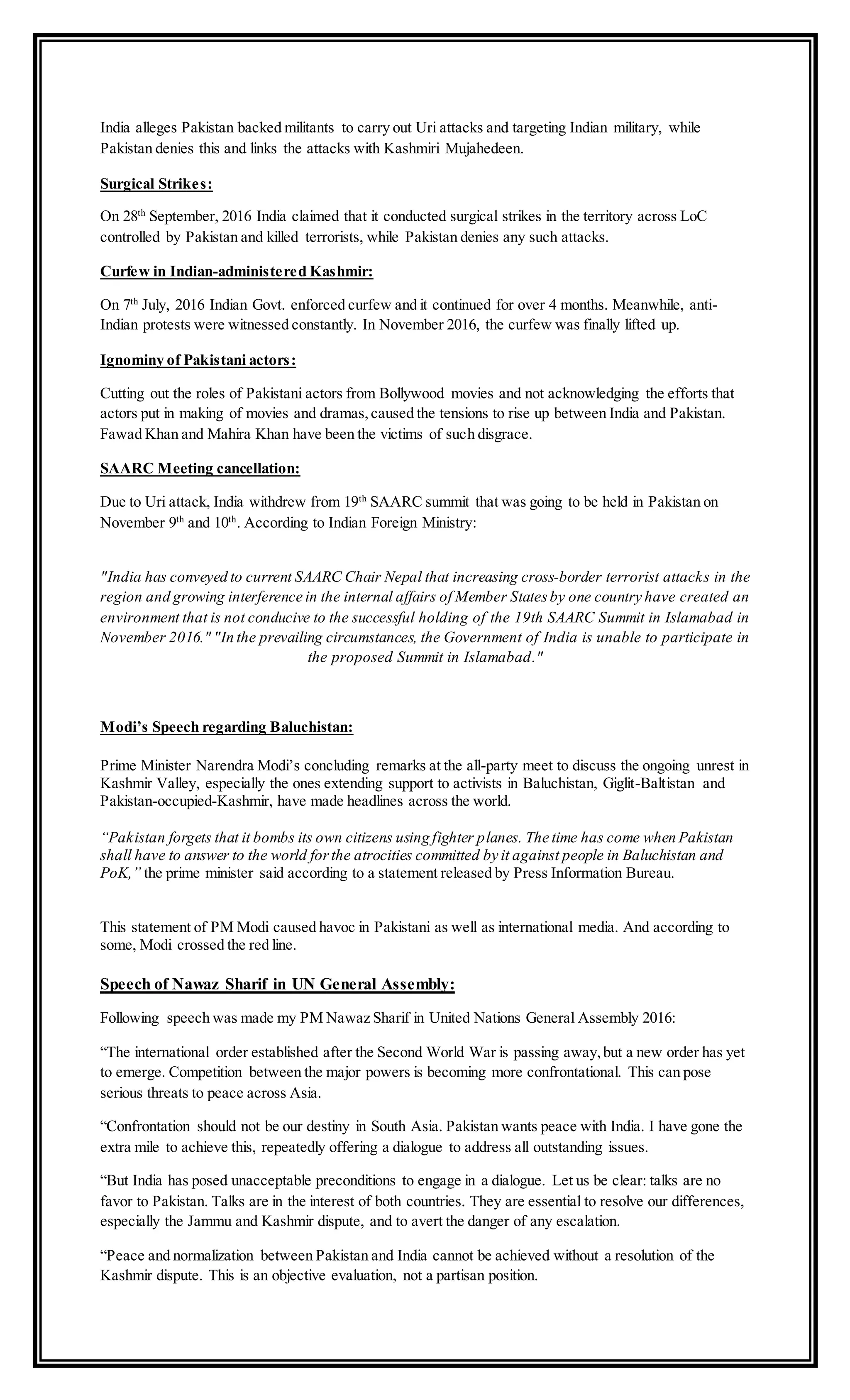 India pakistan relations | DOCX