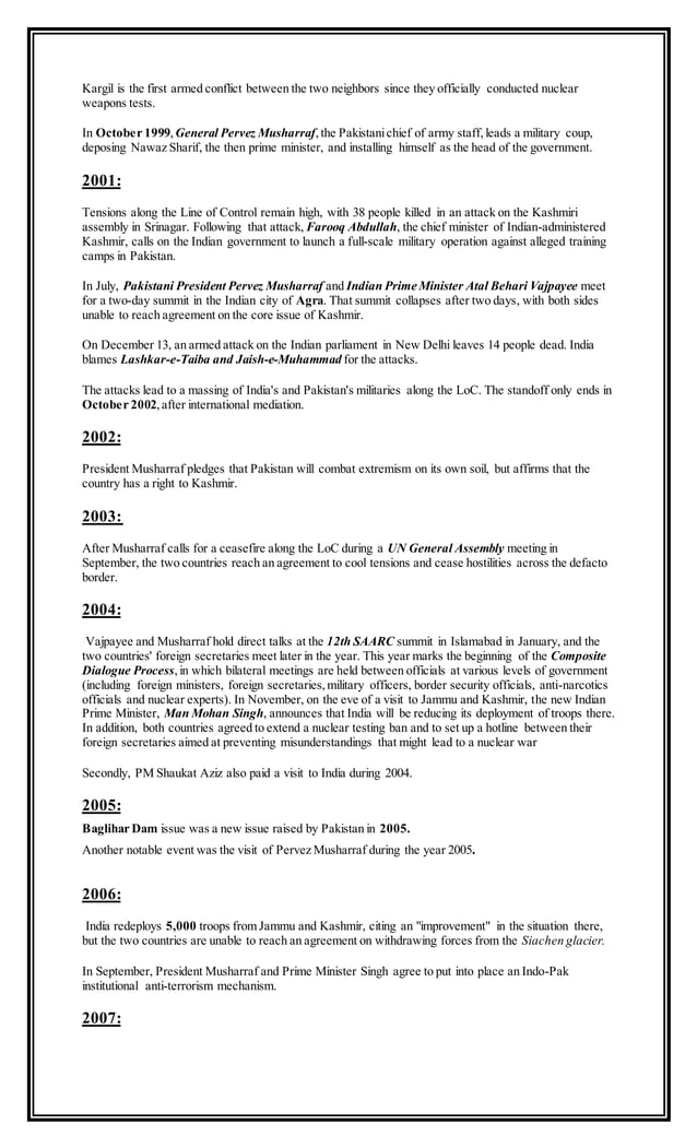 India pakistan relations | DOCX | Islam | Religion & Spirituality