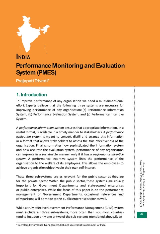 India performance monitoring and evaluation systems | PDF