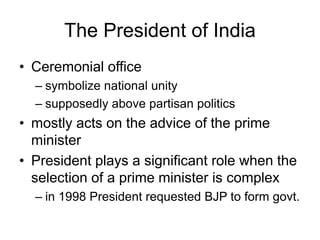 Indian Politics - Political Institutions and Parties | PPT
