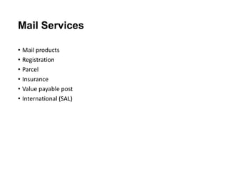India postal servicec in service marketing | PPTX