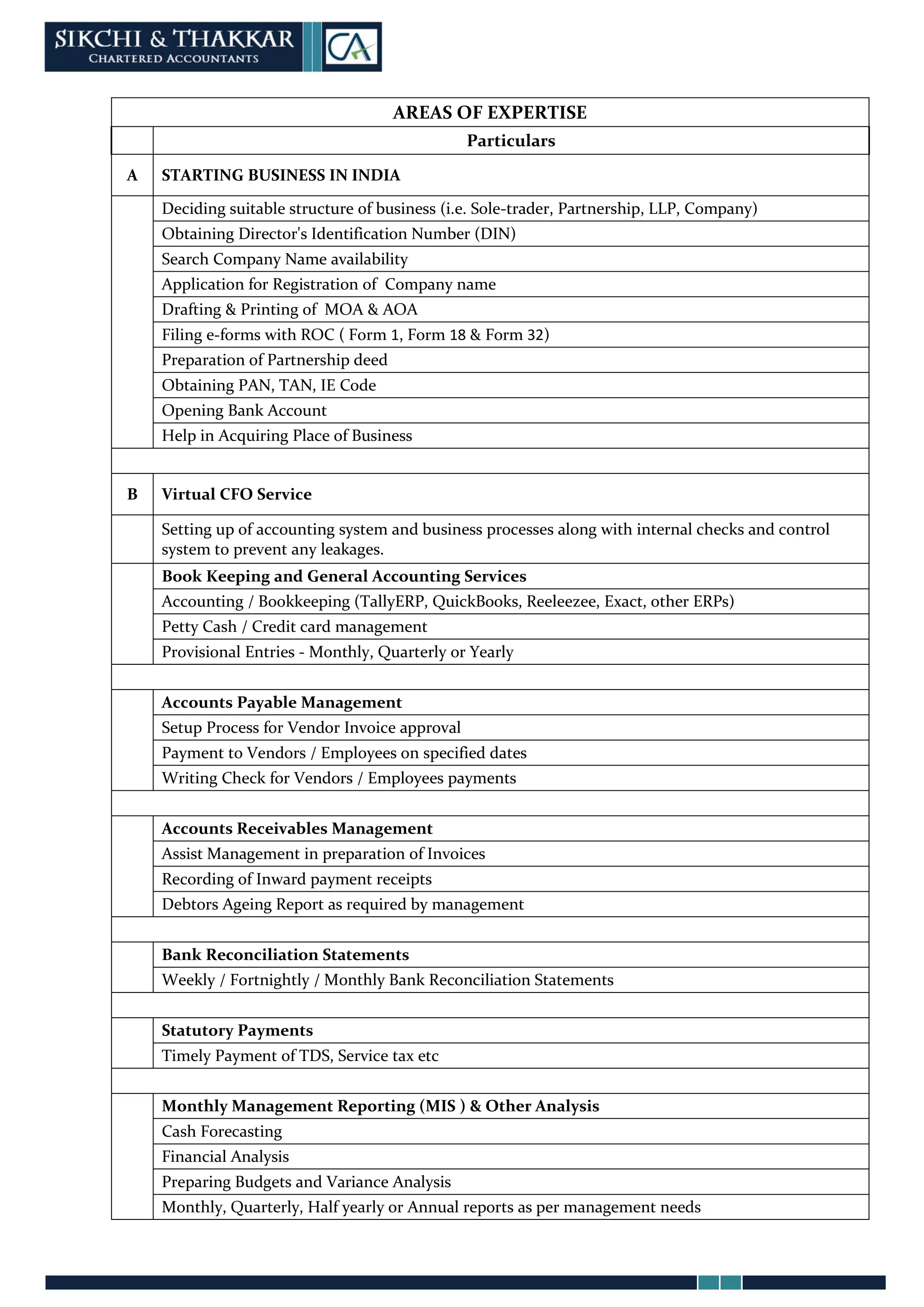 SnT Chartered Accountants - India Profile | PDF