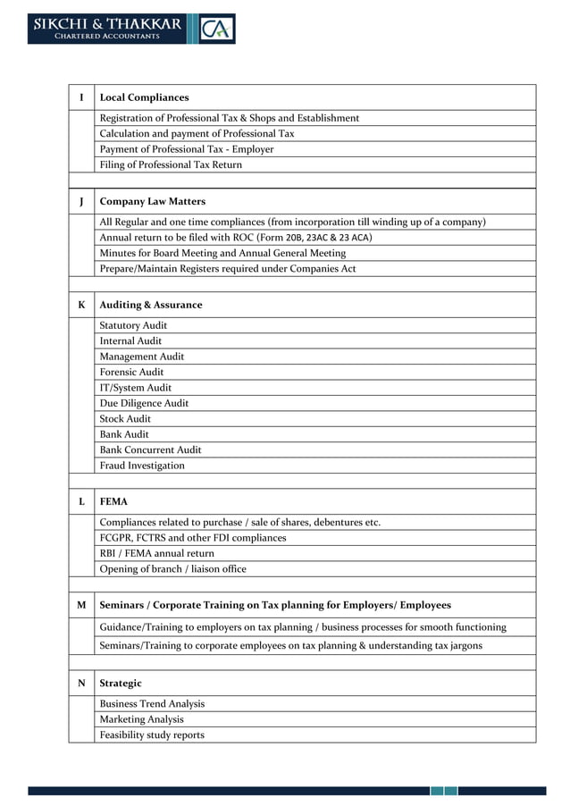SnT Chartered Accountants - India Profile | PDF | Management Consulting ...