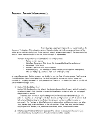 India property documents | DOCX | Real Estate Industry | Industries