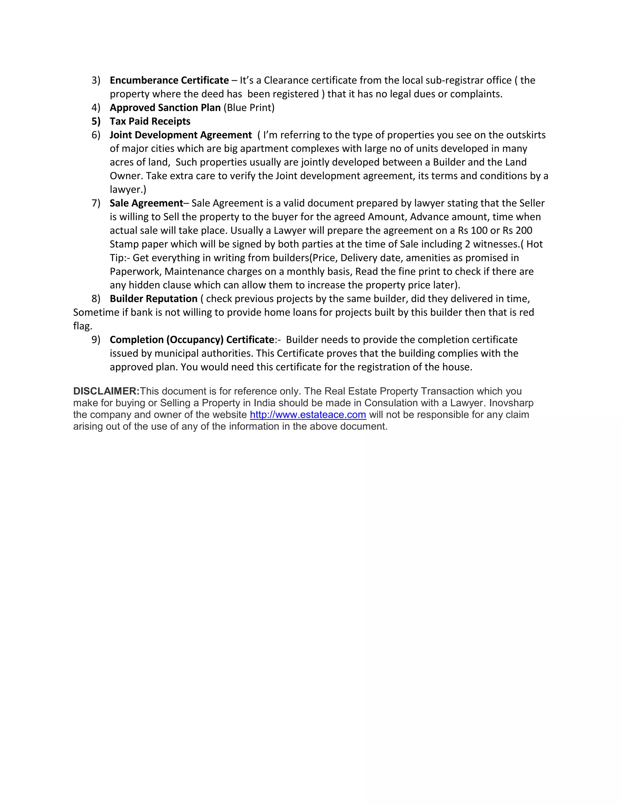 India property documents | DOCX