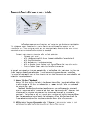 India property documents | DOCX