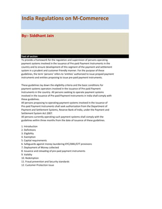 India Regulations Compliance Mcommerce | PDF