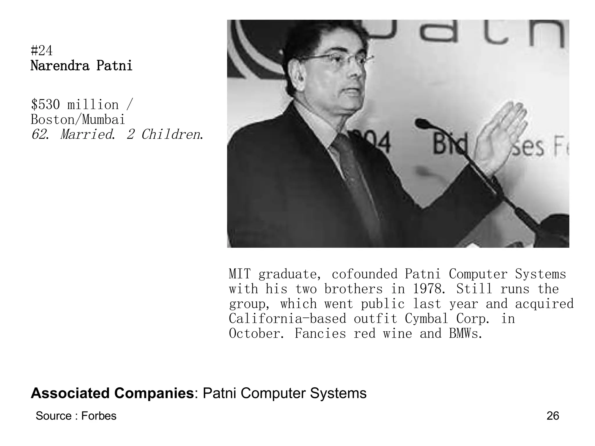 Fobex list of Indias 40 Richest | PPS