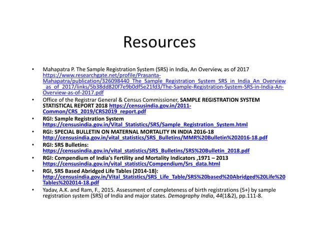 India sample registration system | PDF