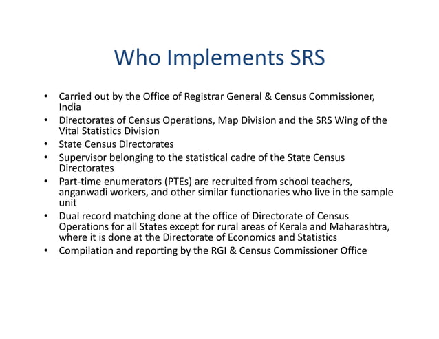 India sample registration system | PDF