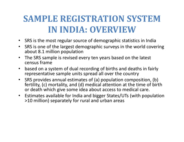 India sample registration system | PDF